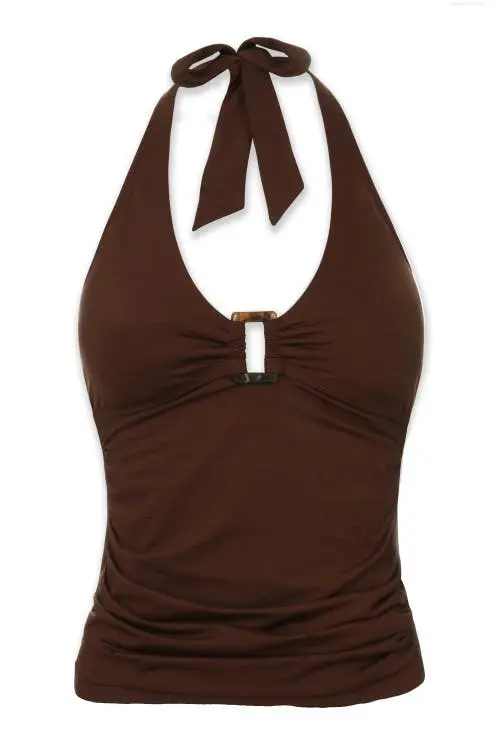 Helen Jon Mara Tortoise Tankini - Textured Chocolate Brown