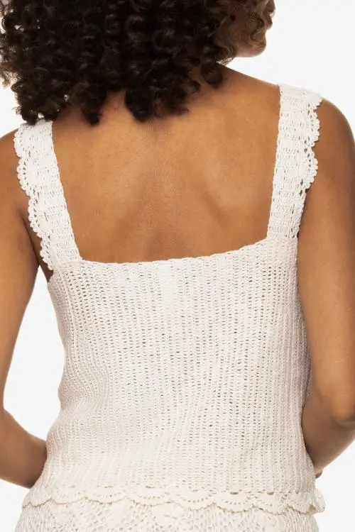 Helen Jon Scallop Crochet Tank - Ivory