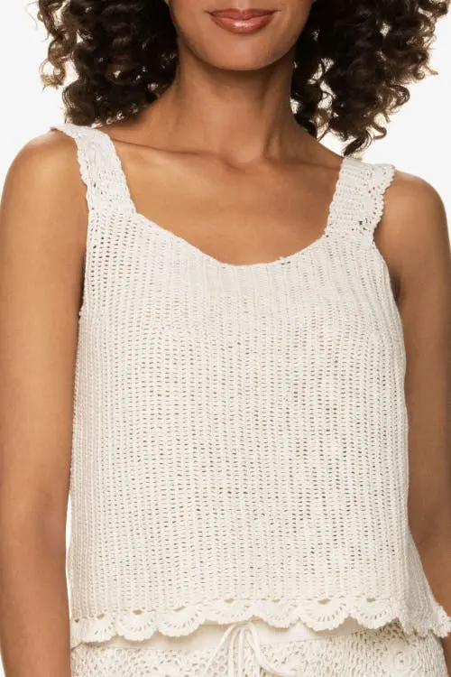 Helen Jon Scallop Crochet Tank - Ivory