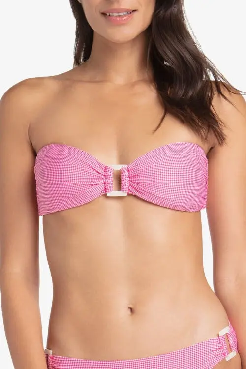 Helen Jon Hook Back Tortoise Bandeau - Pink Gingham