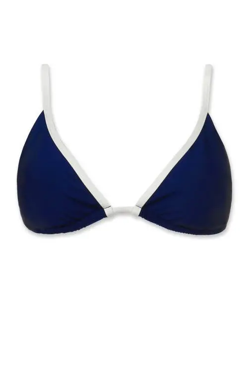 Helen Jon Over-the-shoulder String Bikini Top - Navy Ivory