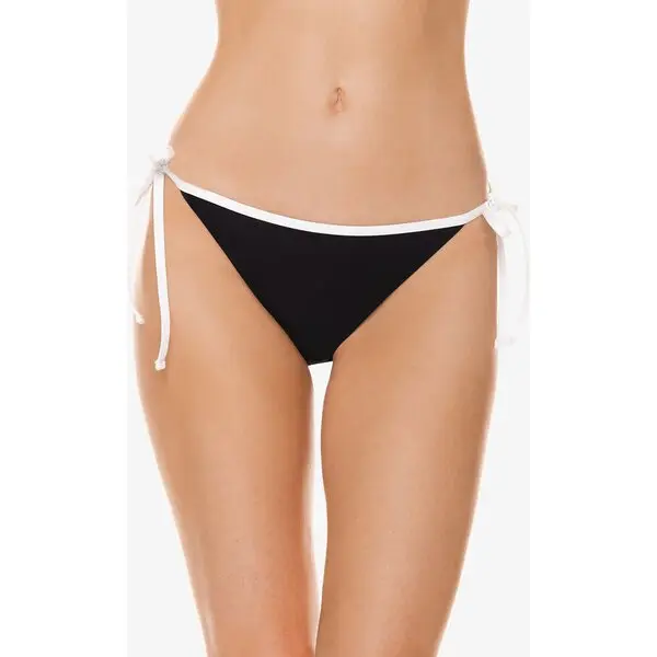 Helen Jon String Bikini Bottom With Binding - Black White