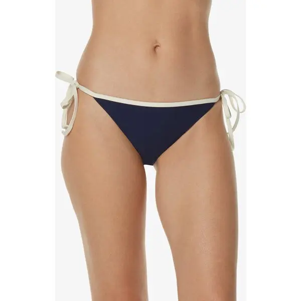 Helen Jon String Bikini Bottom With Binding - Navy Ivory