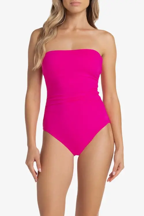 Helen Jon Classic Bandeau One-piece - Textured Lotus Pink