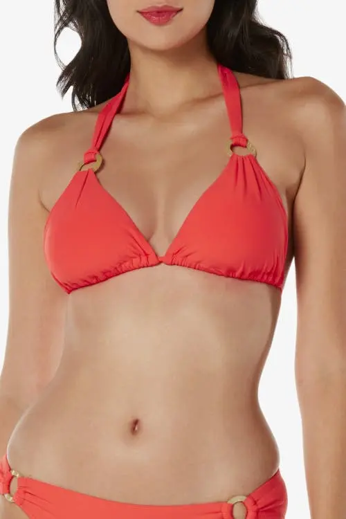 Helen Jon Ring String Bikini Top - Coral