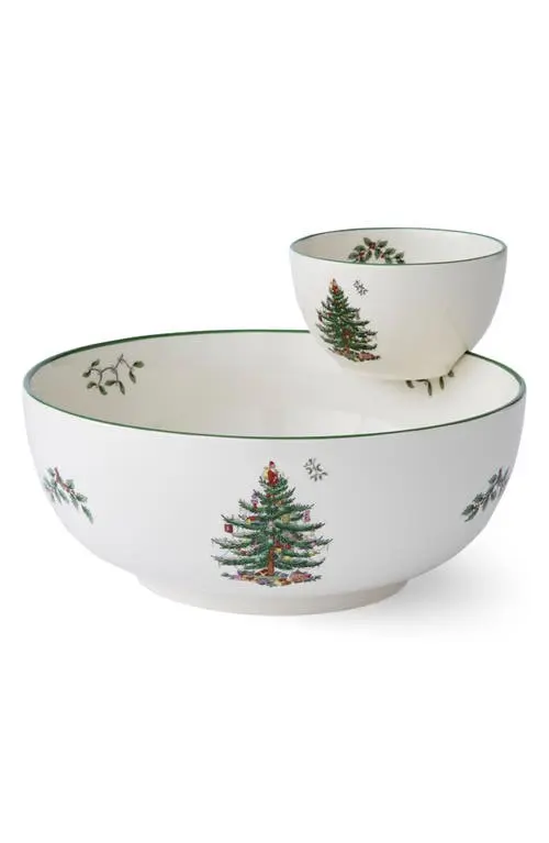 SPODE Christmas Tree Tiered Chip & Dip Set