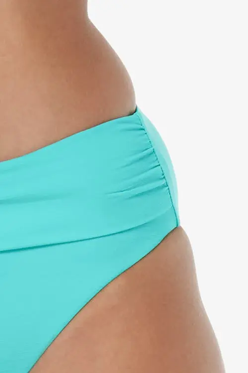 Helen Jon Shirred Bikini Bottom - Textured Seafoam Aqua