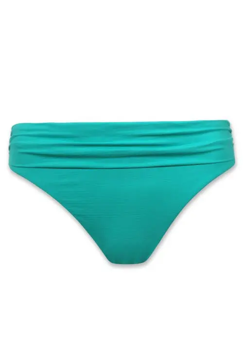Helen Jon Shirred Bikini Bottom - Textured Seafoam Aqua