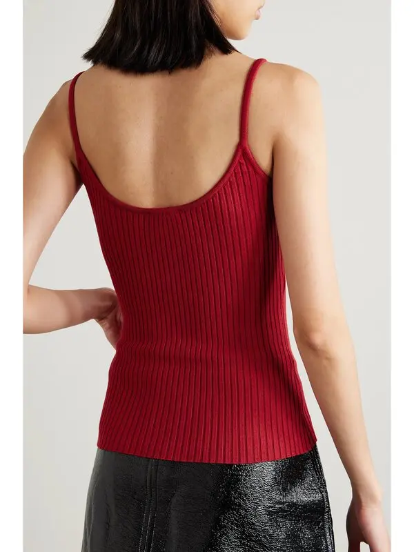 COURREGES Reedition Appliquéd Ribbed-knit Tank - Red