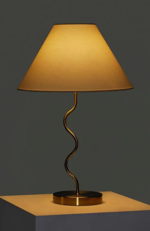 BRIGHTECH Squiggle 22" Led Table Lamp With Twisting Base And Ivory Empire Shade - Antique Brass