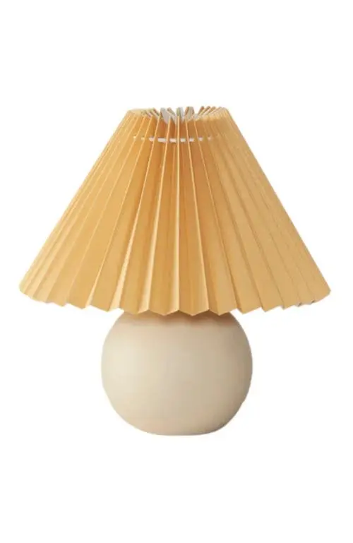 BRIGHTECH Serena 10" Ceramic Led Table Lamp With Retro Globe Base And Fabric Pleated Shade - Beige/cream