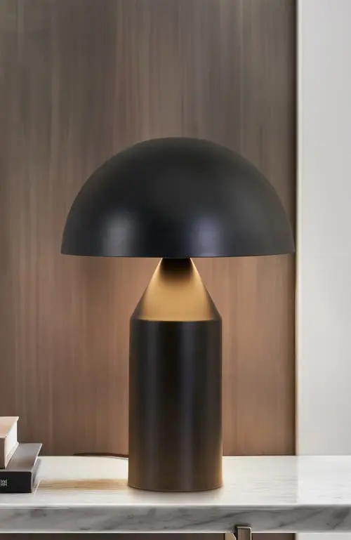 BRIGHTECH Venus 9.5" Modern Led Table Lamp With Dome Bowl Shade - Black