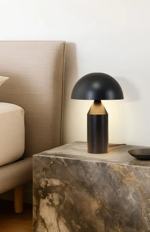BRIGHTECH Venus 9.5" Modern Led Table Lamp With Dome Bowl Shade - Black