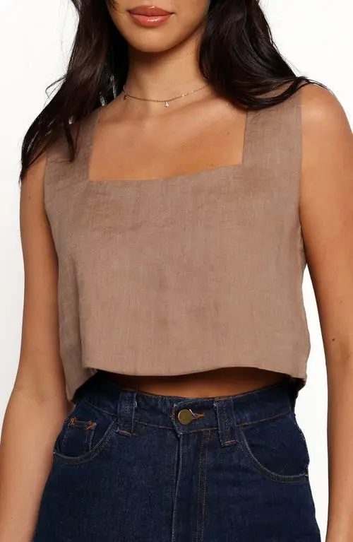 PETAL & PUP Devlin Linen Crop Tank - Mocha