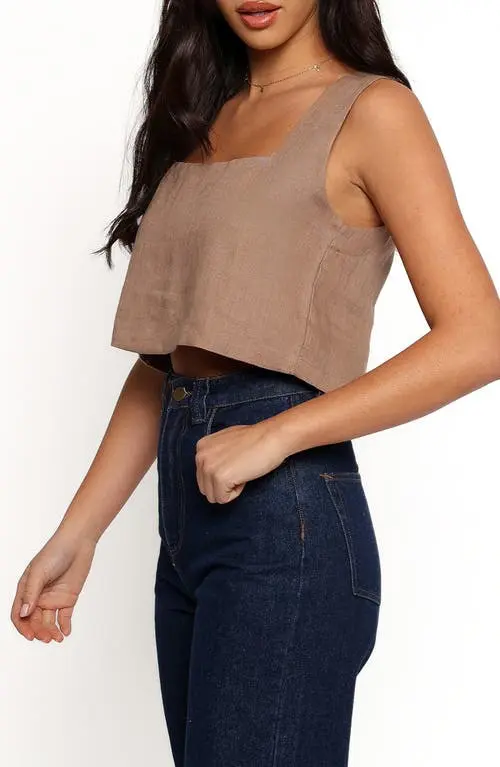 PETAL & PUP Devlin Linen Crop Tank - Mocha