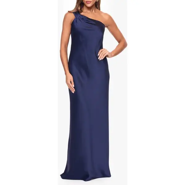 XSCAPE EVENINGS One-shoulder Satin Gown