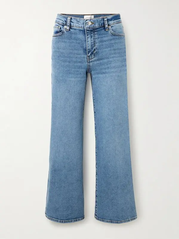 FRAME Le Pixie Slim Palazzo High-rise Wide-leg Stretch Jeans - Blue