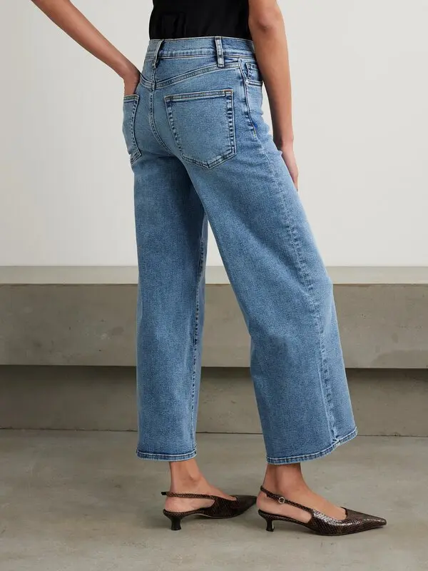 FRAME Le Pixie Slim Palazzo High-rise Wide-leg Stretch Jeans - Blue