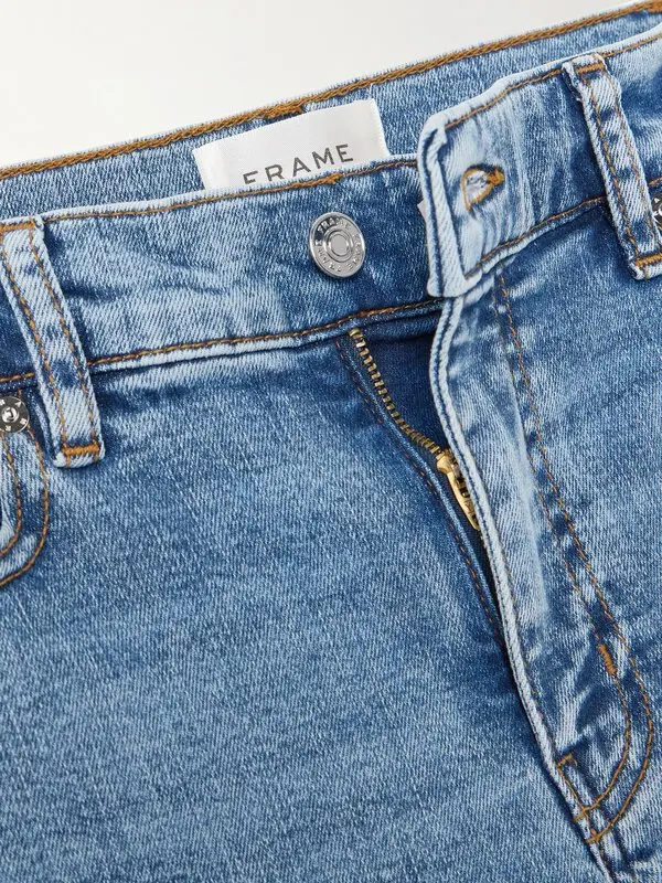 FRAME Le Pixie Slim Palazzo High-rise Wide-leg Stretch Jeans - Blue