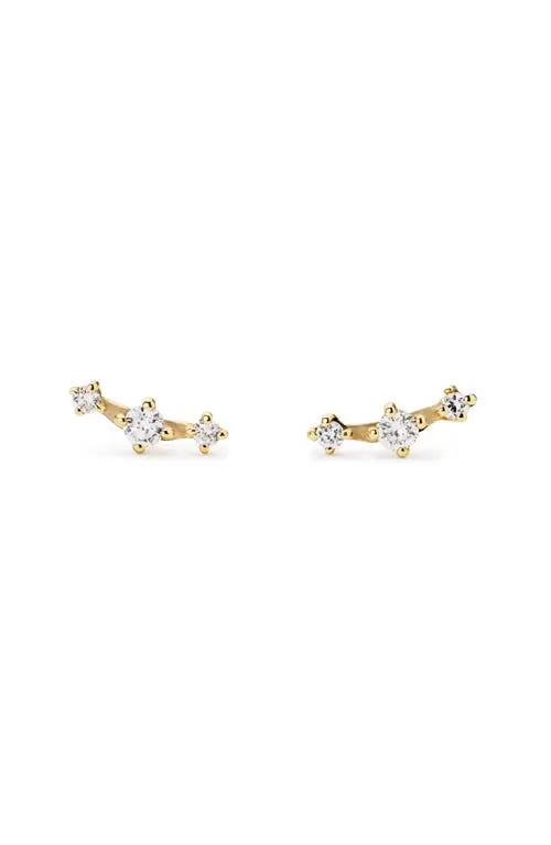 ANA LUISA Triple Diamond Stud Earrings - Gold