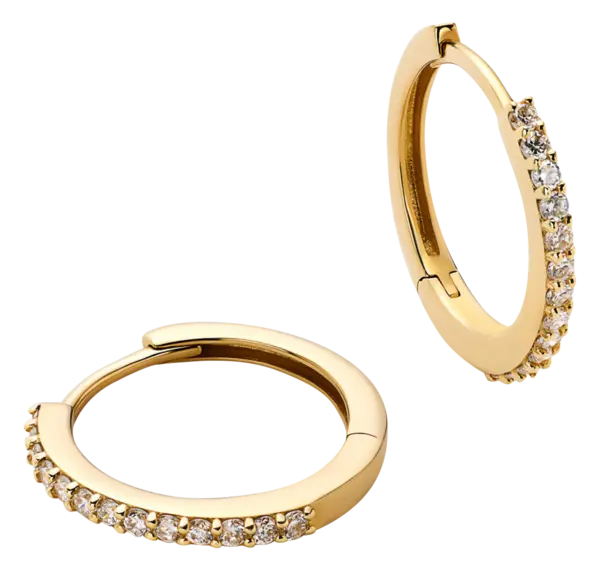ANA LUISA Diamond Huggie Hoop Earrings - Gold