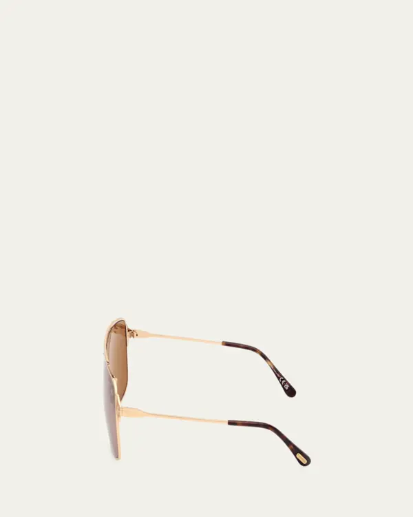 TOM FORD Zappa Aviator Sunglasses - Srgld/brn