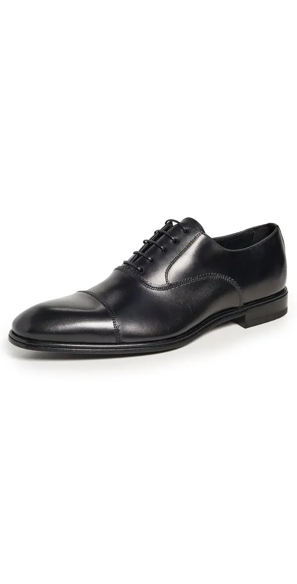FERRAGAMO Boston Leather Lace-up Dress Shoes - Black