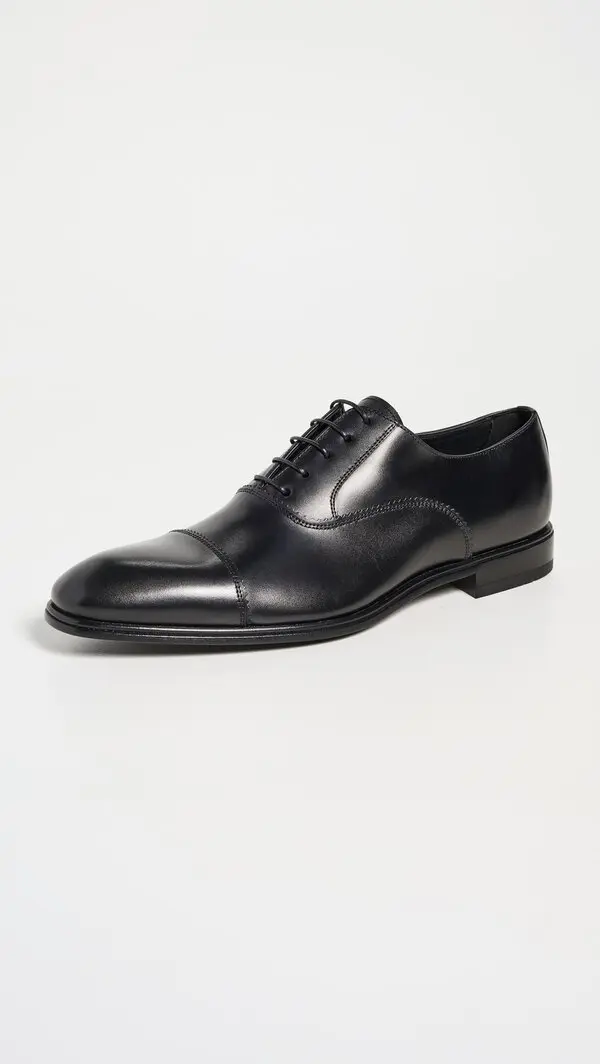 FERRAGAMO Boston Leather Lace-up Dress Shoes - Black