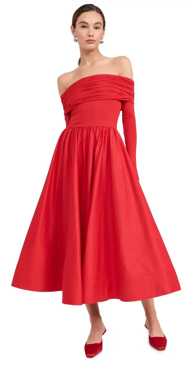 alice and olivia off the shoulder dress Arcana Off-the-shoulder Midi Dress