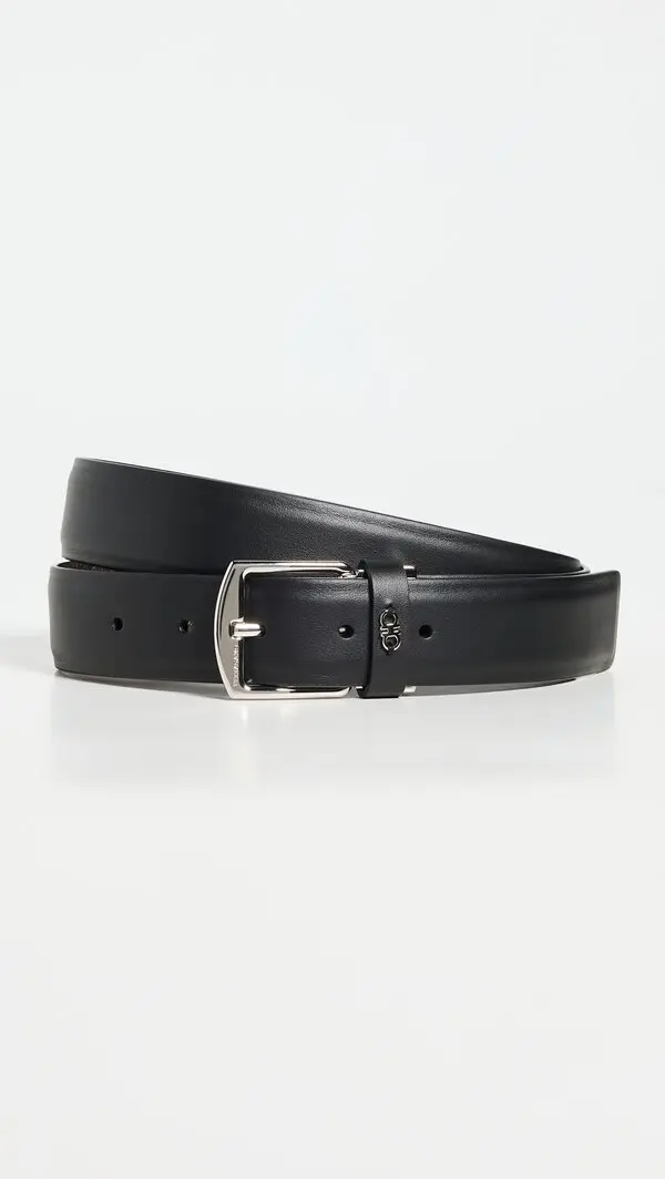 FERRAGAMO Square Buckle Reversible Leather Belt
