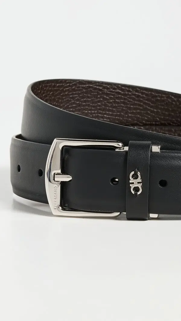 FERRAGAMO Square Buckle Reversible Leather Belt