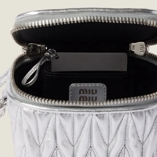 Miu Miu Matelassé Nappa Micro Bag - Silver | Editorialist