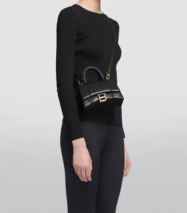 Balenciaga Xs Hourglass Top-handle Bag - Black