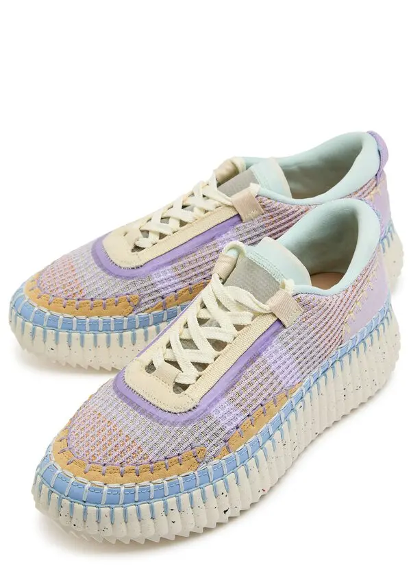 Chloé Nama Panelled Knit Sneakers - Lilac