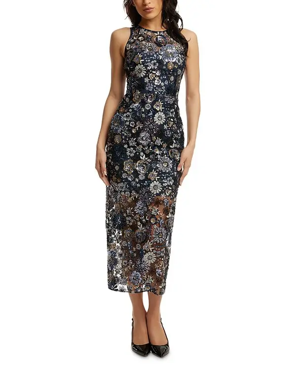 Dress The Population Helena Sequined Midi Dress - Navy Multi