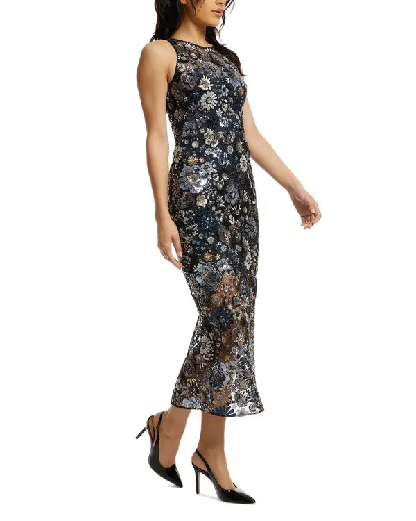 Dress The Population Helena Sequined Midi Dress - Navy Multi