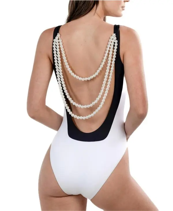 TABACARU Cecil Embellished One Piece Swimsuit - White