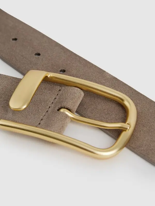 REISS Iyla Leather Belt - Grey