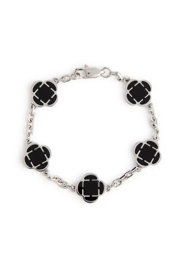 CRAFTD Onyx Clover Rhodium-plated Bracelet - Silver