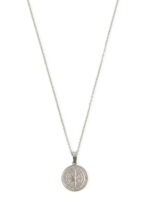 CRAFTD Compass Rhodium-plated Pendant Necklace - Silver