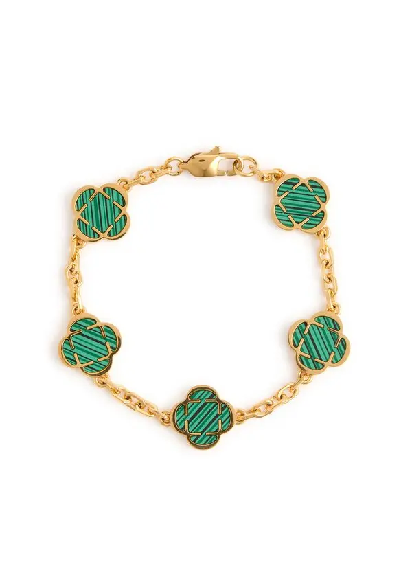 CRAFTD Malachite Clover Bracelet - Gold