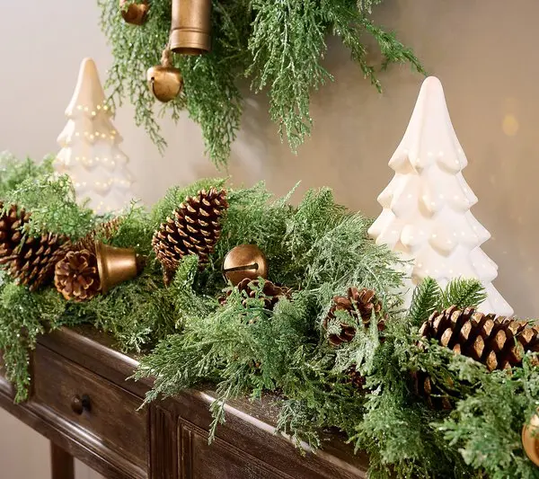 HOME REFLECTIONS As Is 6' Faux Cedar Garland With Bells - One-color