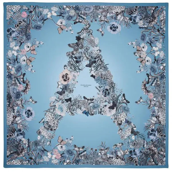ASPINAL OF LONDON Ombre 'a' Floral Silk Scarf In Midnight - Blue