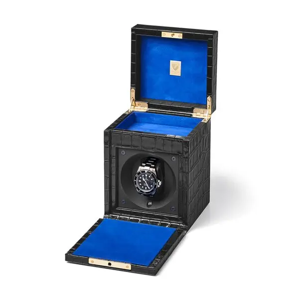 ASPINAL OF LONDON Watch Winder In Croc Leather - Black
