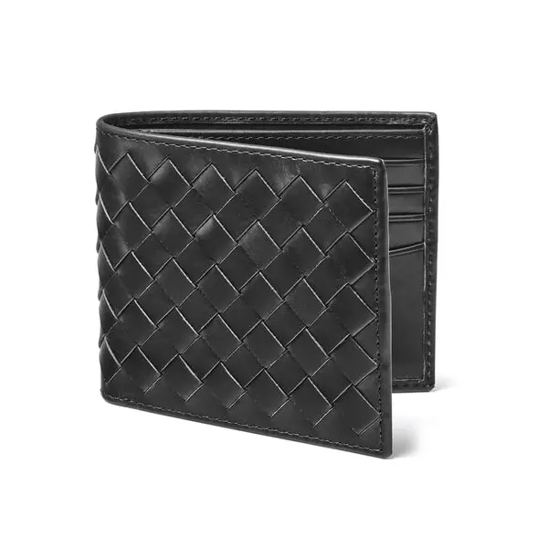 ASPINAL OF LONDON 8 Card Billfold Wallet In Pebble - Black
