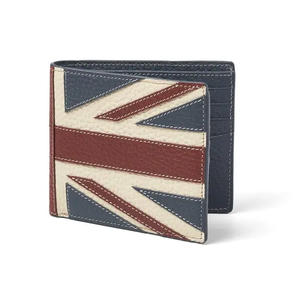 ASPINAL OF LONDON 8 Card Billfold Wallet In Pebble - Blue