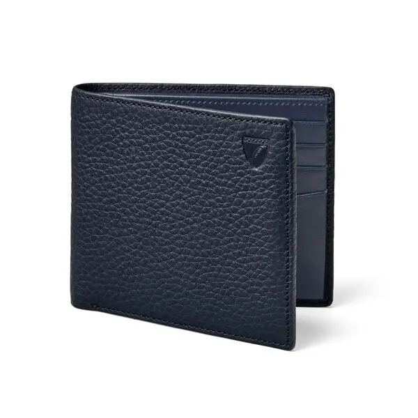 ASPINAL OF LONDON 8 Card Billfold Wallet In Woven Leather - Blue