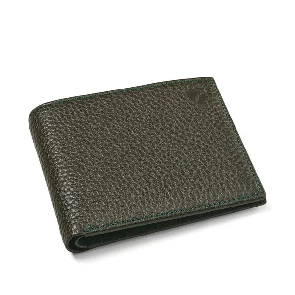 ASPINAL OF LONDON 8 Card Billfold Wallet In Tobacco Pebble - Green