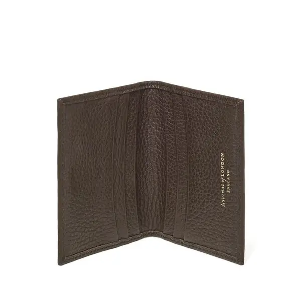 ASPINAL OF LONDON Double Fold Credit Card Holder In Marmalade Pebble - Brown