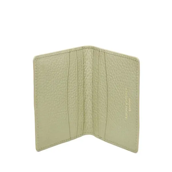 ASPINAL OF LONDON Double Fold Credit Card Holder In Pistachio Pebble - Green